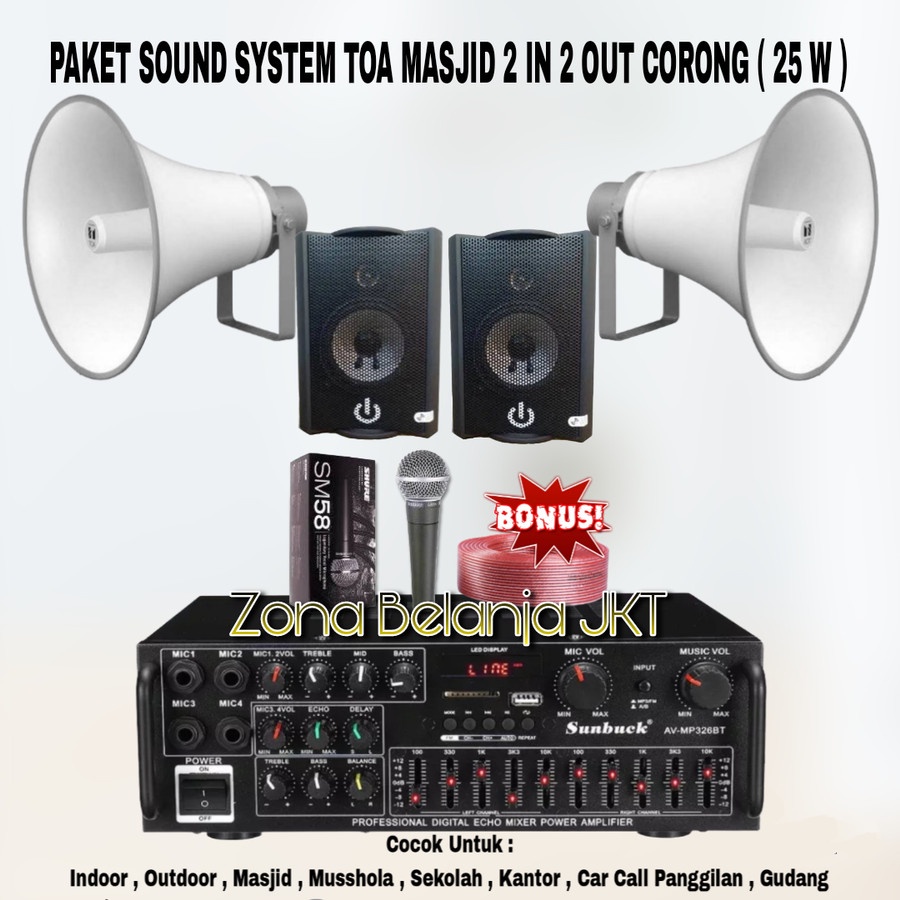 Jual PAKET SOUND SYSTEM SPEAKER TOA MASJID MUSHOLLA 2 IN 2 OUT CORONG ...