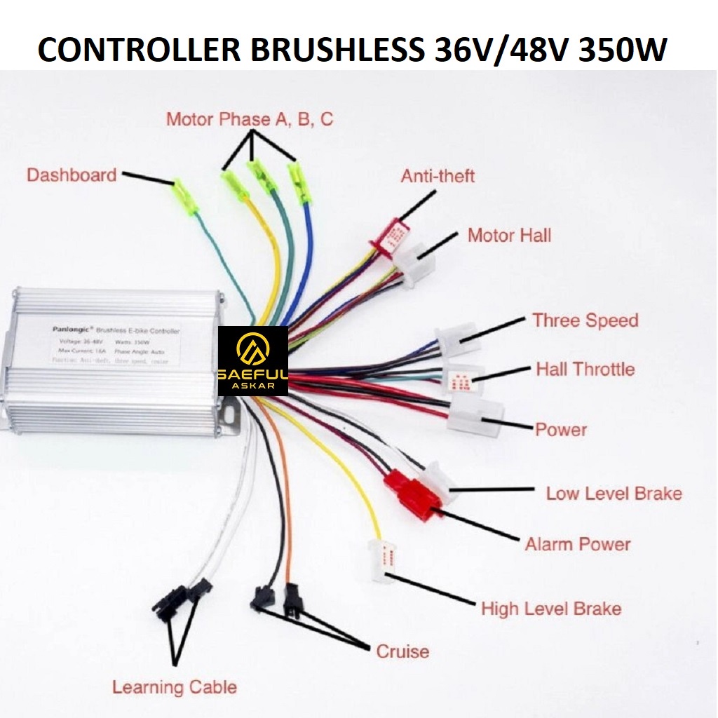 Jual Controller Brushless Bldc multi support remote 36/48v 350watt ...