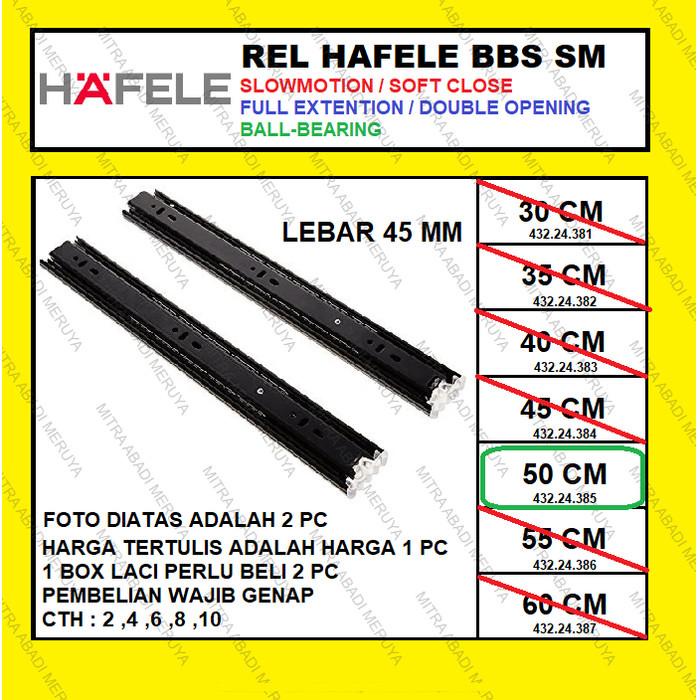 Jual Rel Laci HAFELE Slowmotion 50 cm Full Extension Ball Bearing Slide ...