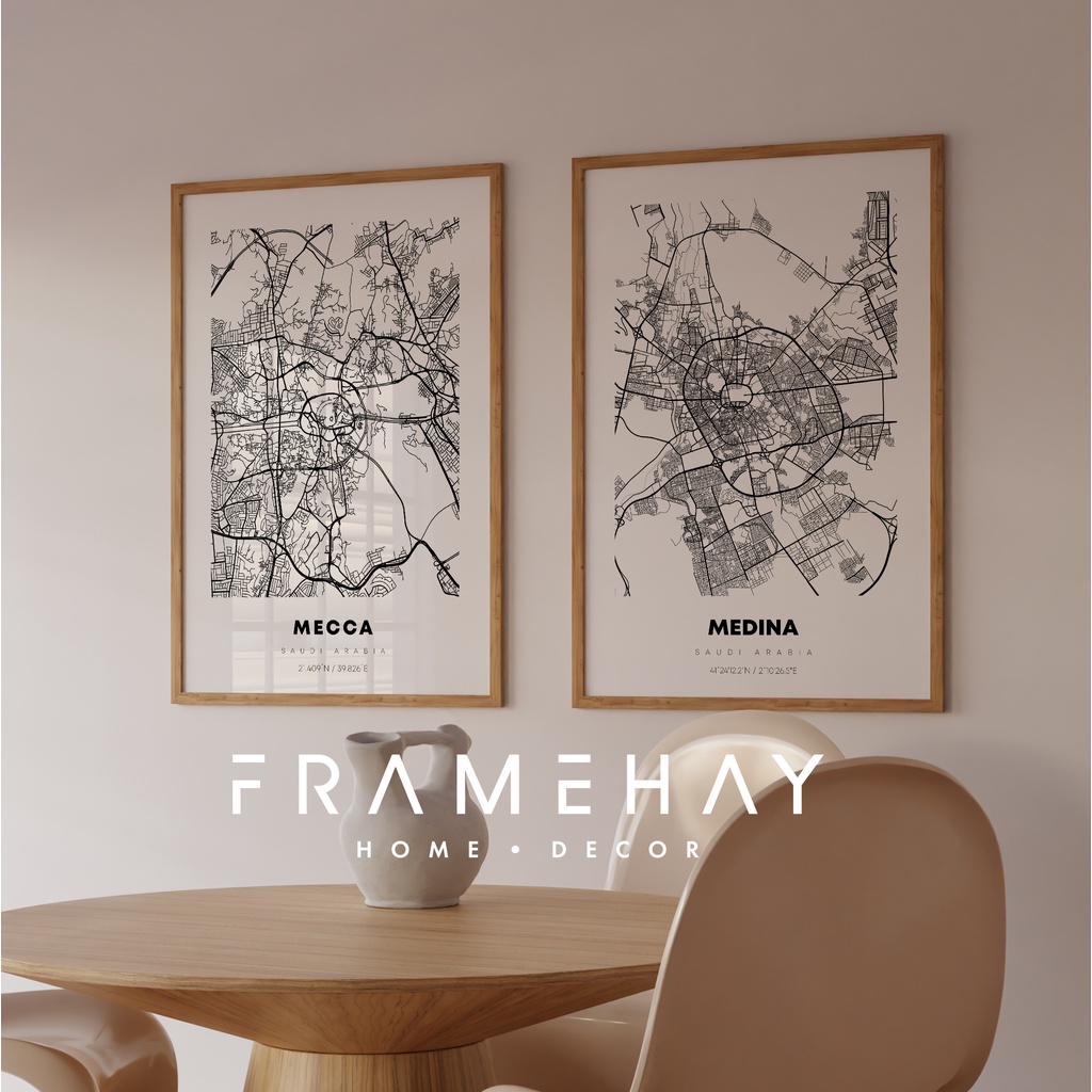 Jual Framehay Custom City Map Posters 30x45cm Wall Decor Peta Kota ...