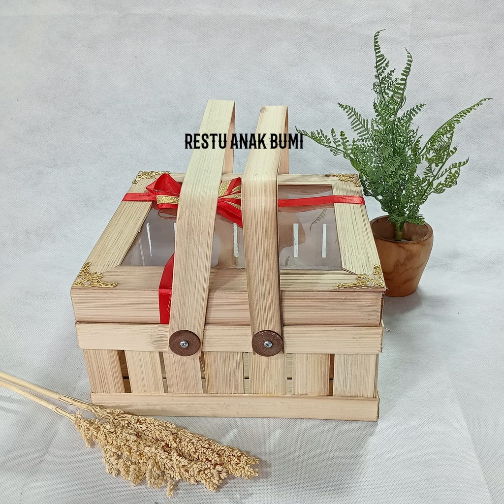 Jual (A032) KRANJANG 25X25cm Kranjang Transparan hiasan emas | hampers ...
