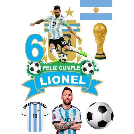 Jual Topper Cake FREE NAMA tema Lionel Messi Argentina | Shopee Indonesia