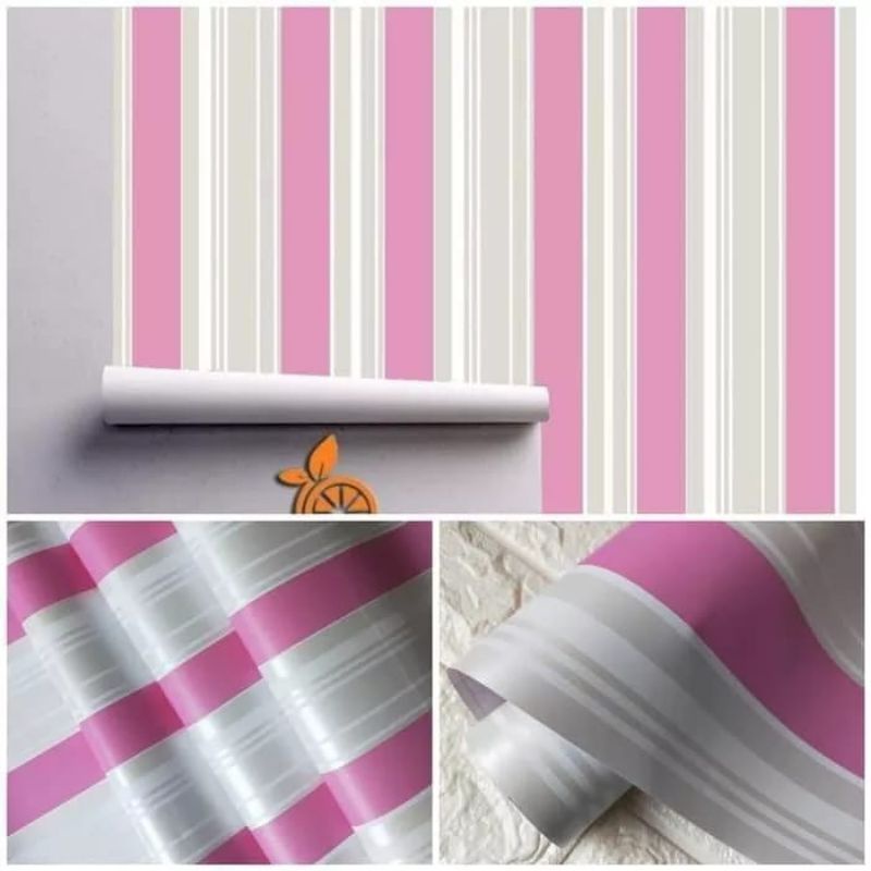 Jual Wallpaper Dinding Sticker Dinding Garis Salur Abu Pink Dekorasi Dinding Ruang Tamu | Shopee ...
