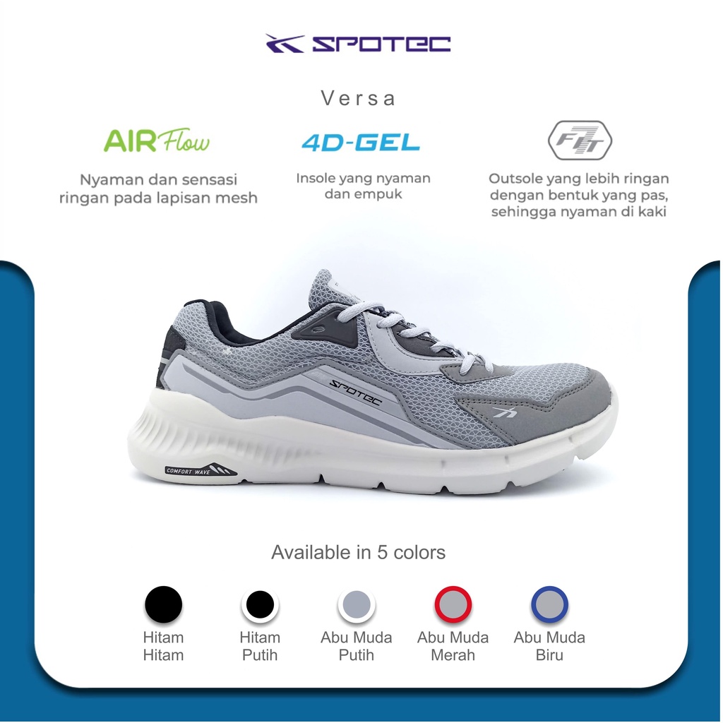 Jual SPOTEC Sepatu RUNNING Artikel VERSA-Abu Muda/Abu | Shopee Indonesia