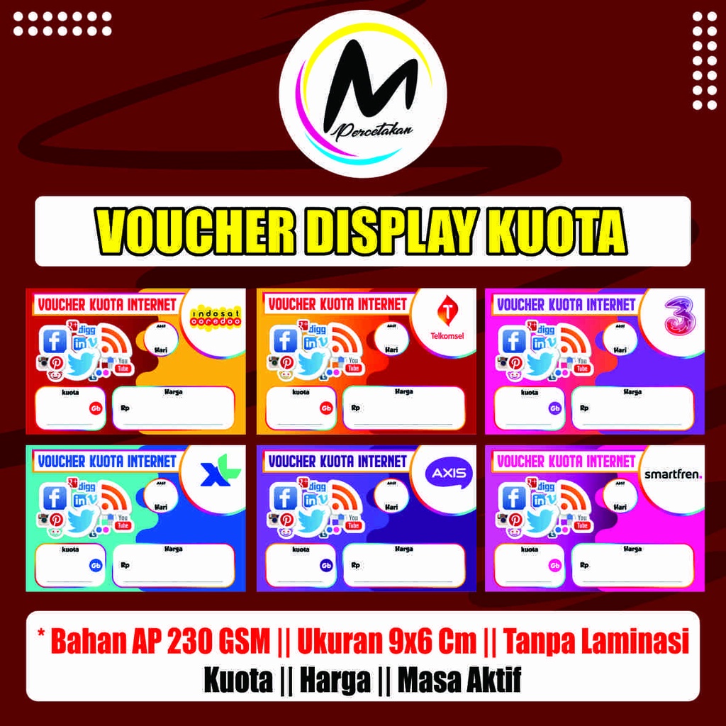 Jual Label Kuota Konter 1 Paket Isi 24 pcs Label Voucher Display Konter ...