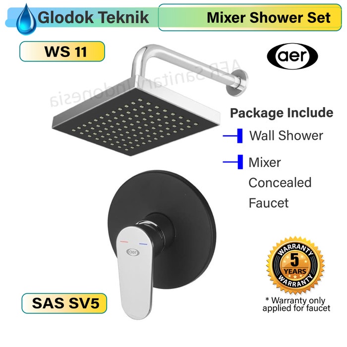 Jual AER PAKET SHOWER KRAN TANAM MIXER HOT COLD SAS SV5 & WALL SHOWER WS 11 ORIGINAL | Shopee ...