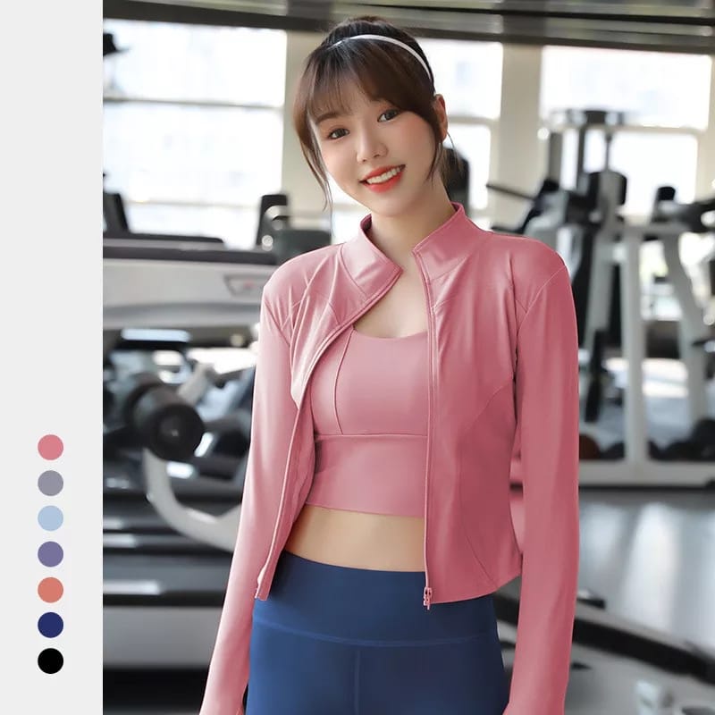 Jual (COD) JAKET Baju Olahraga Wanita Baju Yoga Wanita Fitnes Gym Lengan Panjang | Shopee Indonesia