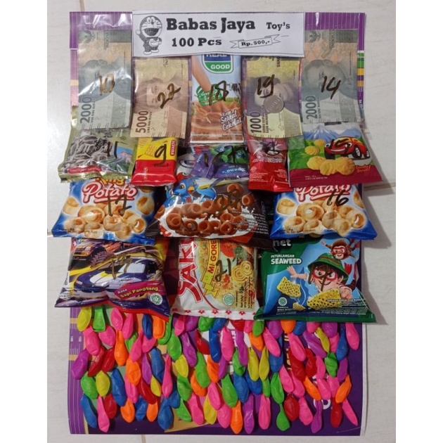 Jual lotre balon cabutan isi 100 pcs. TM | Shopee Indonesia