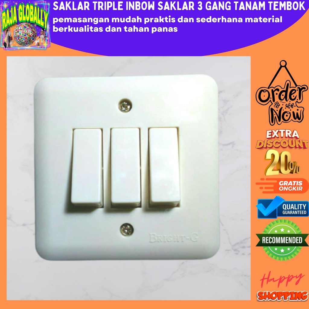 Jual SAKLAR TRIPLE INBOW SAKLAR 3 GANG TANAM TEMBOK IB SAKLAR LISTRIK ...