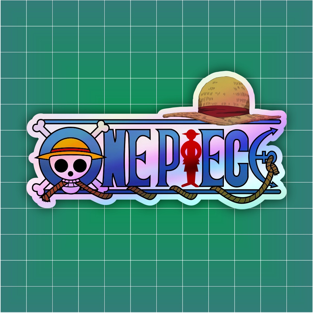 Jual Sticker Anime Logo One piece x topi jerami hologram ukuran 9,5 cm ...
