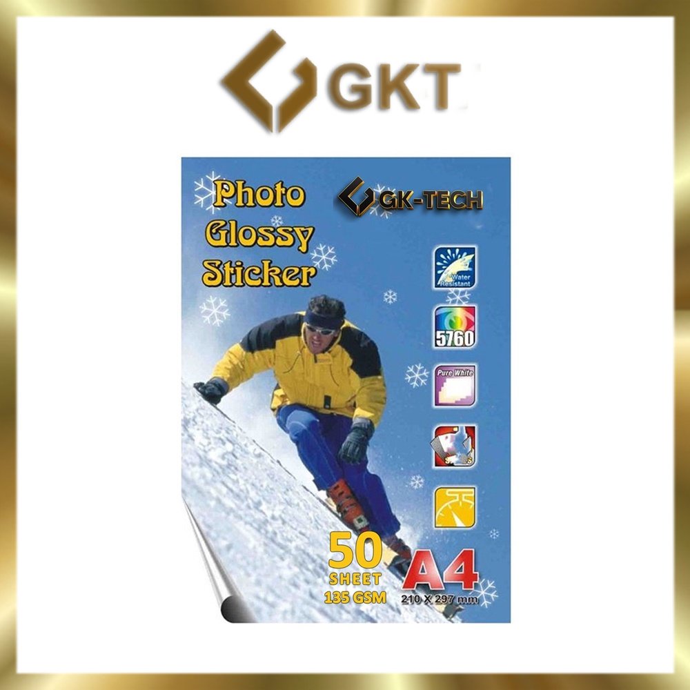 Jual Sticker Photo Paper A4 Isi 50 Lembar ( Kertas Foto Sticker Glossy Premium ) 135 GSM GK-TECH ...