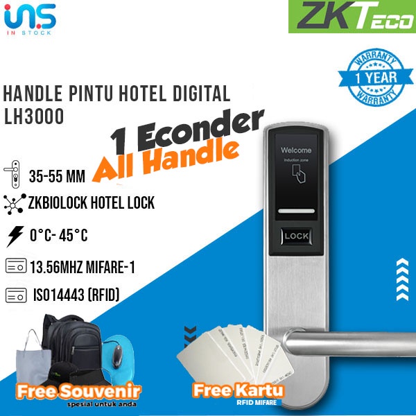 Jual Handle Pintu Hotel Digital ZKTECO LH3000 Hotel Door Lock Sistem ...