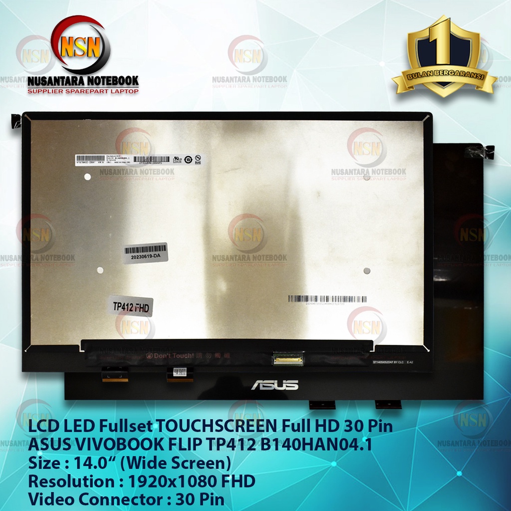 Jual LCD LED 14.0 Inch FULLSET FULL HD 30Pin TOUCHSCREEN ASUS TP412 ...