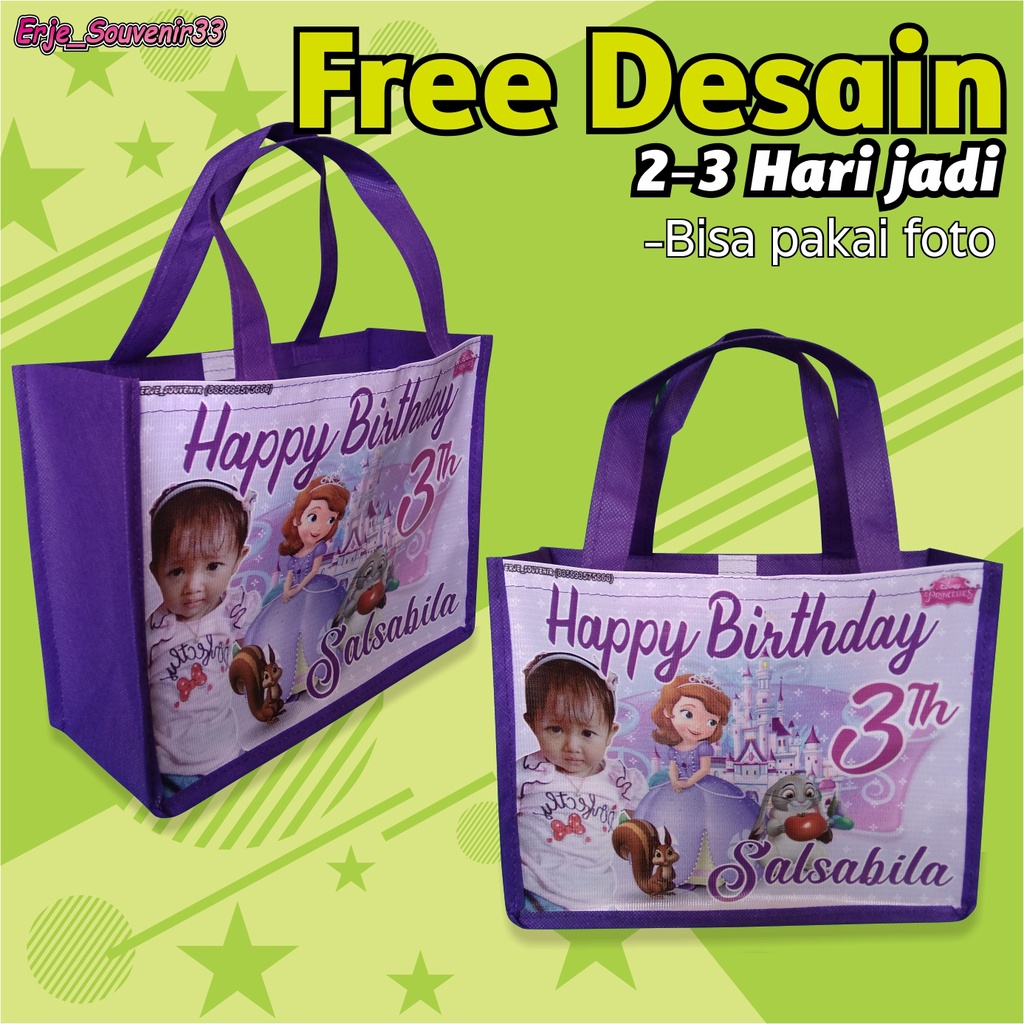 Jual TAS ULTAH PRINCESS/tas souvenir ultah/tas ulang tahun/goodie bag ...