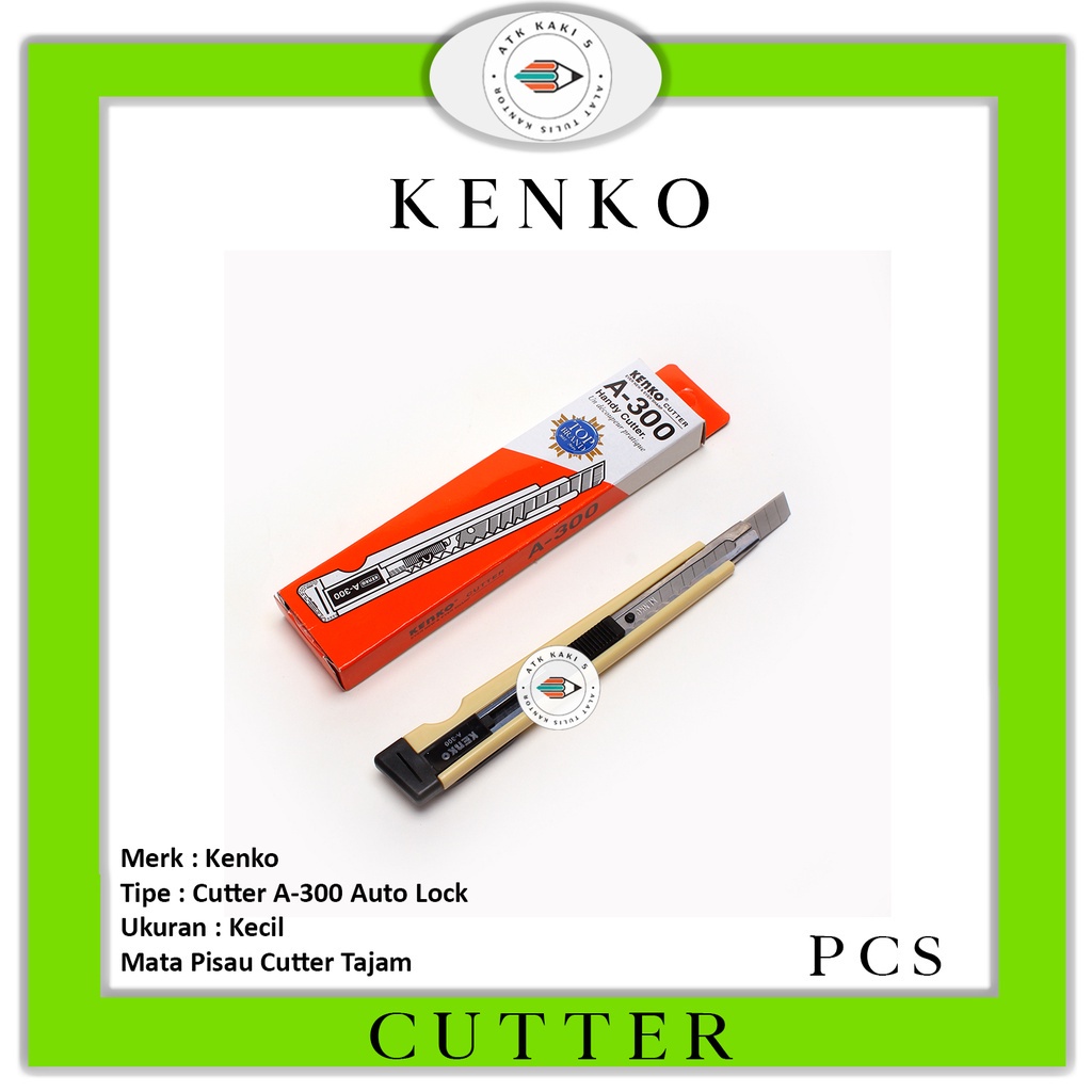 Jual KENKO - Cutter Kecil A-300 Varian Auto Lock - Pcs | Shopee Indonesia