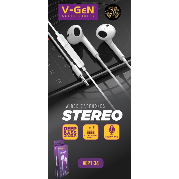 Jual Handsfree V-GeN VEP1-34 Wired Earphone Headset Stereo HD Sound ...