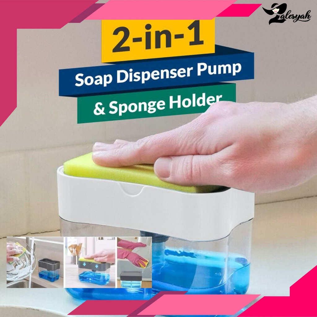 Jual Dispenser Sabun Pompa Sabun Spons Caddy Dapur Kreatif Baru 2-In-1 ...