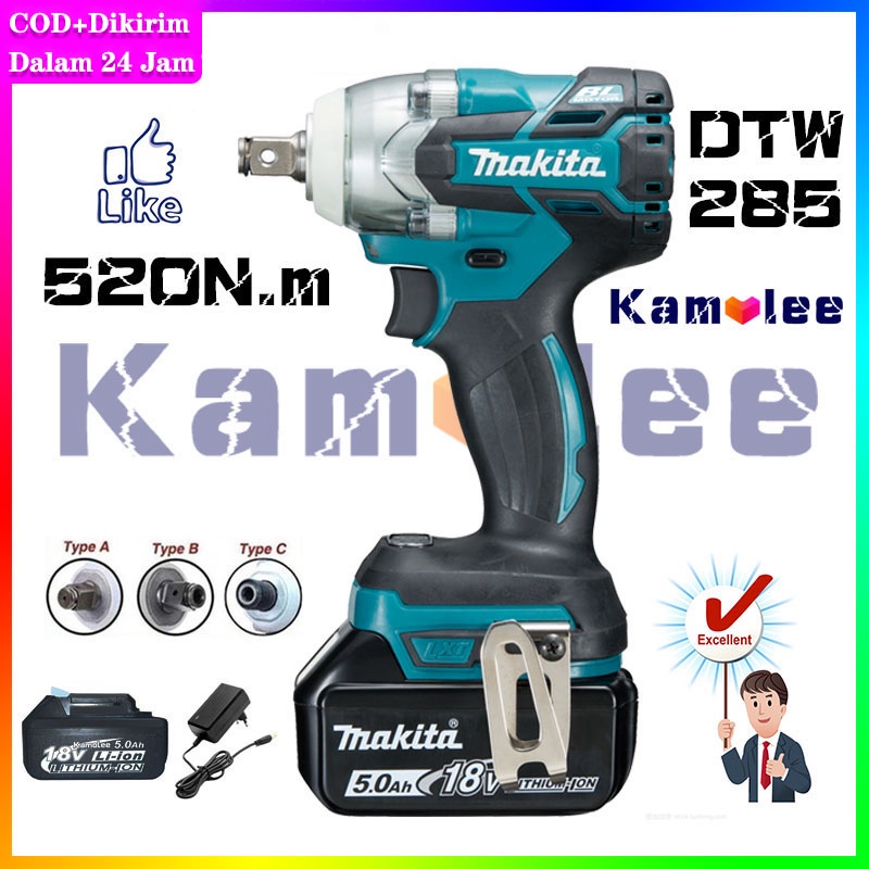 Jual [Kamolee] DTW285 1/2"、1/4" Dual Function 520 N.m Electric Impact ...