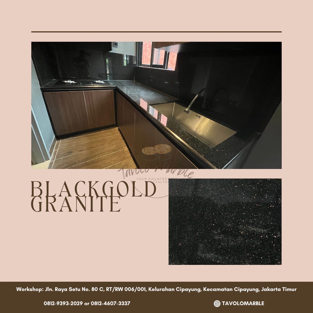 Jual Kitchen Set | Granite Blackgold | Meja Dapur Granit | Shopee Indonesia