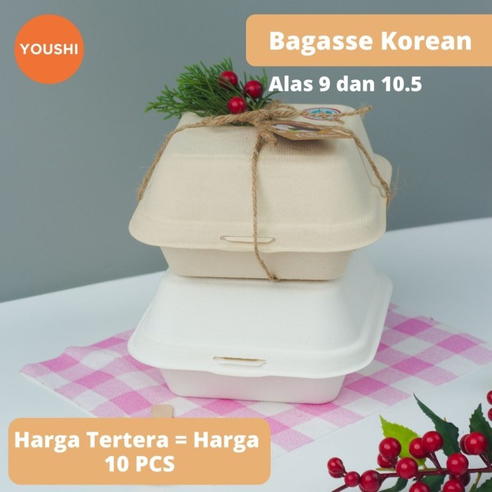 Jual [Tempat Roti] Bagasse Burger Box/ Korean Cake Box/ Bento Cake Box ...