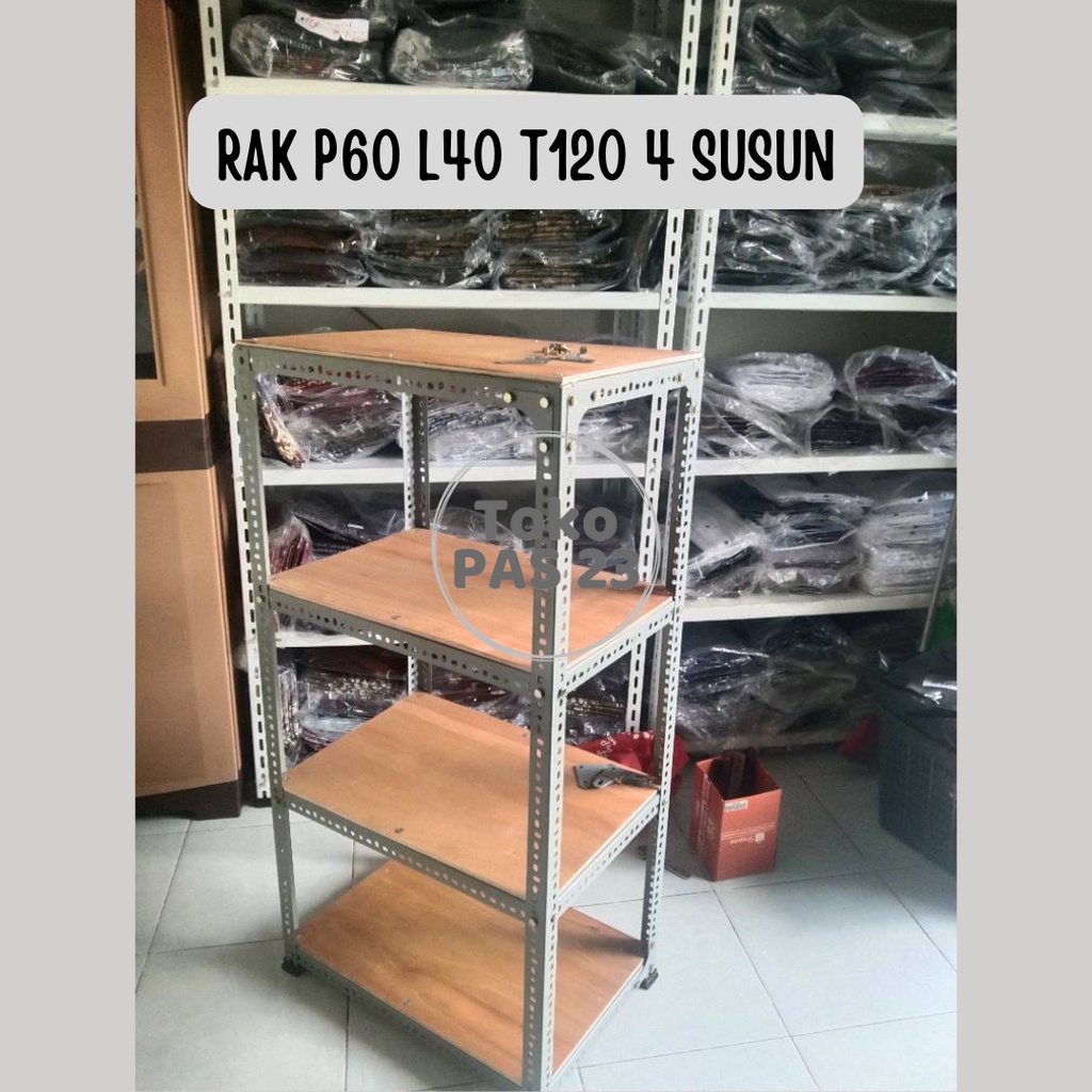 Jual RAK SUSUN SERBAGUNA BESI SIKU LUBANG UKURAN P60 L40 (cm) 4 SUSUN ...