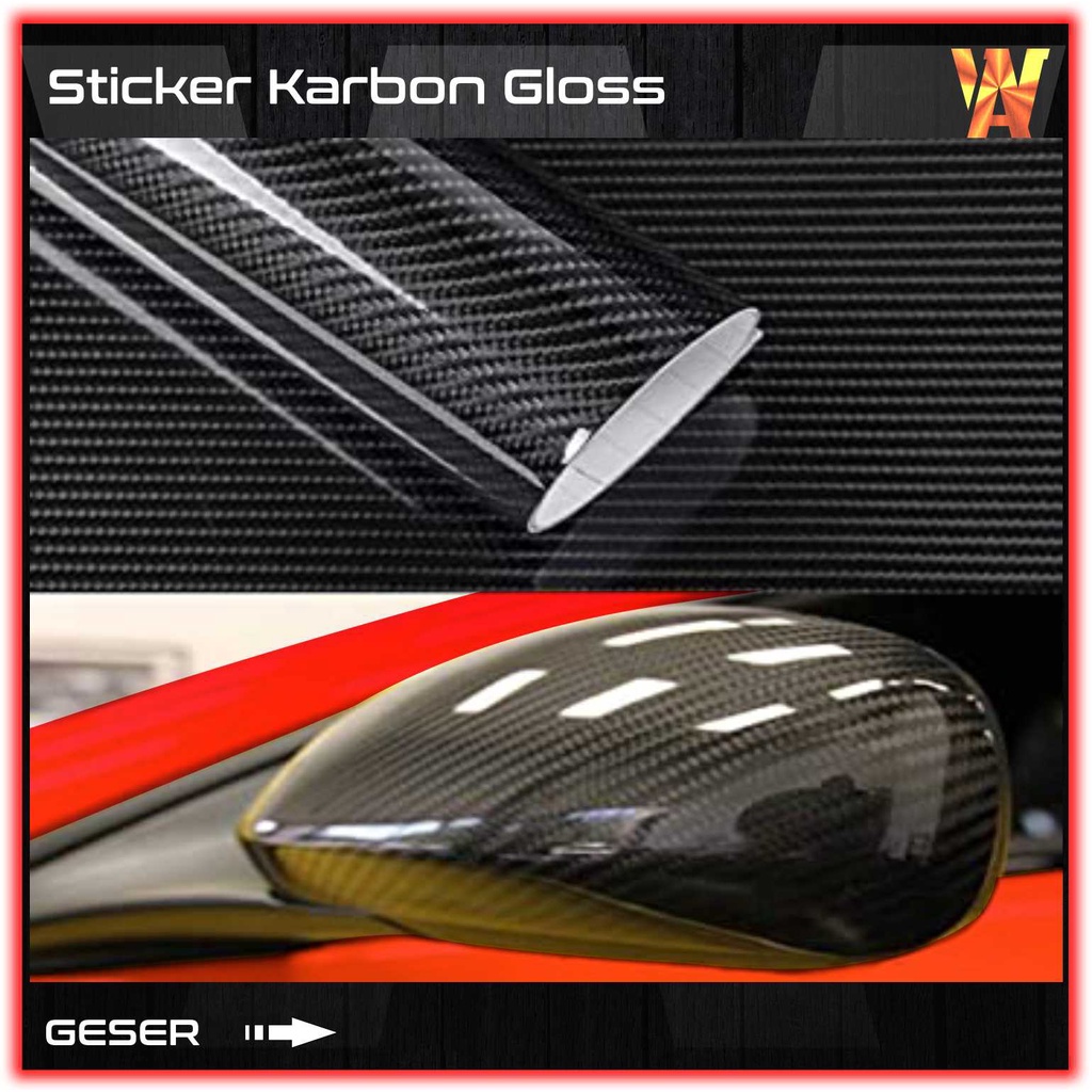Jual Sticker Karbon/Carbon Glossy Dop Motor Mobil Interior Lebar 50 cm ...