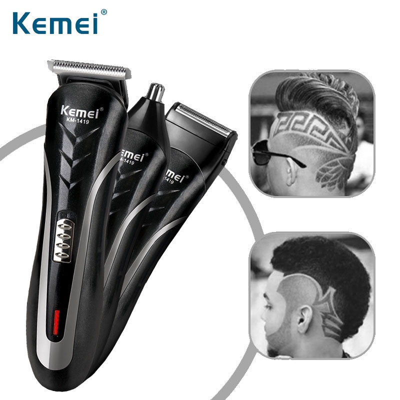 Jual KEMEI KM 1419 Mesin Pencukur Rambut 3in1 Alat Cukur Rambut Kumis Jenggot Bulu Hidung Potong ...
