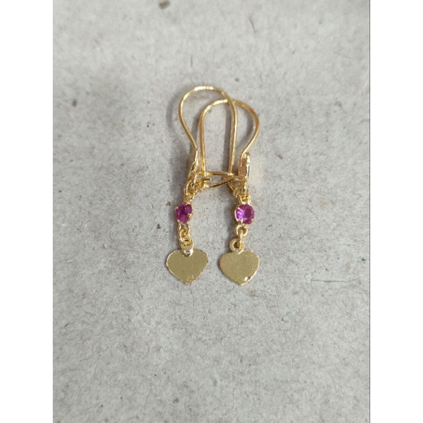 Jual anting desi bandul mata merah love 1 gram emas muda | Shopee Indonesia