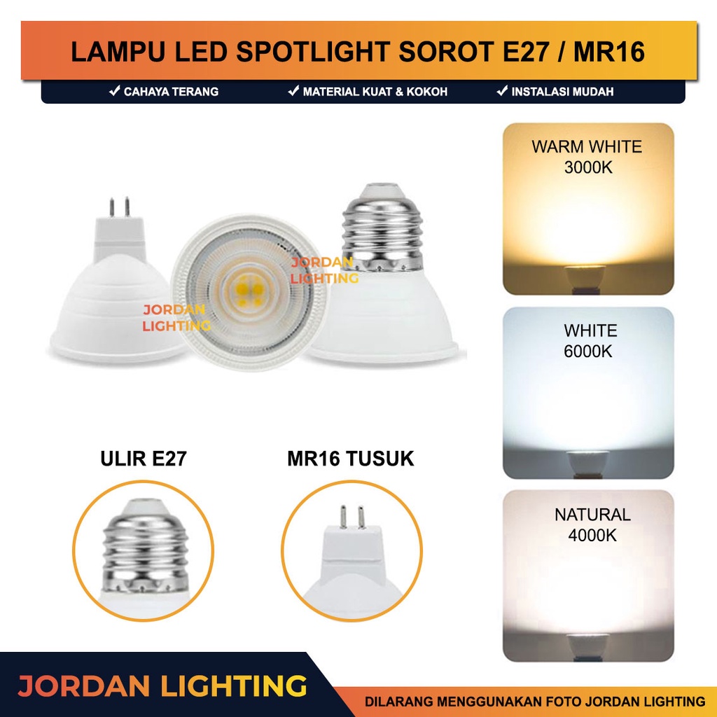 Jual Bohlam Sorot Spotlight LED E27 MR16 3W 5W 7W 12W - Terang, Hemat Energi, Ekonomis | Shopee ...