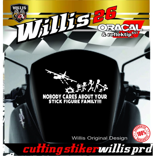 Jual Sticker windshield motor Nobody Cares About Your Stick Figure ...