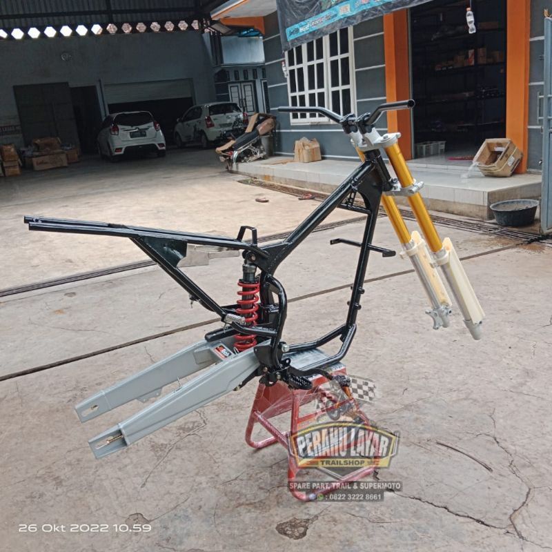 Jual frame body rangka kerangka frame crf premium paket ++ siap rakit naik mesin pnp mesin honda ...