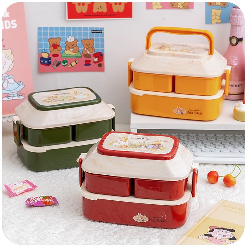 Jual KOTAK MAKAN ANAK CUTE 2 SUSUN / LUNCH BOX KOTAK BEKAL FREE SENDOK ...