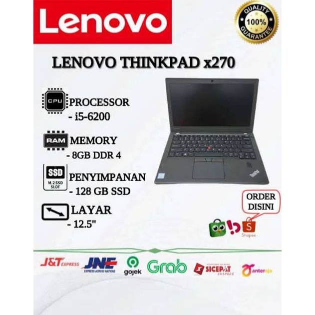 Jual Laptop Lenovo Thinkpad X270 Core i5 Gen 6 Ram 8GB SSD 256GB touchscreen | Shopee Indonesia