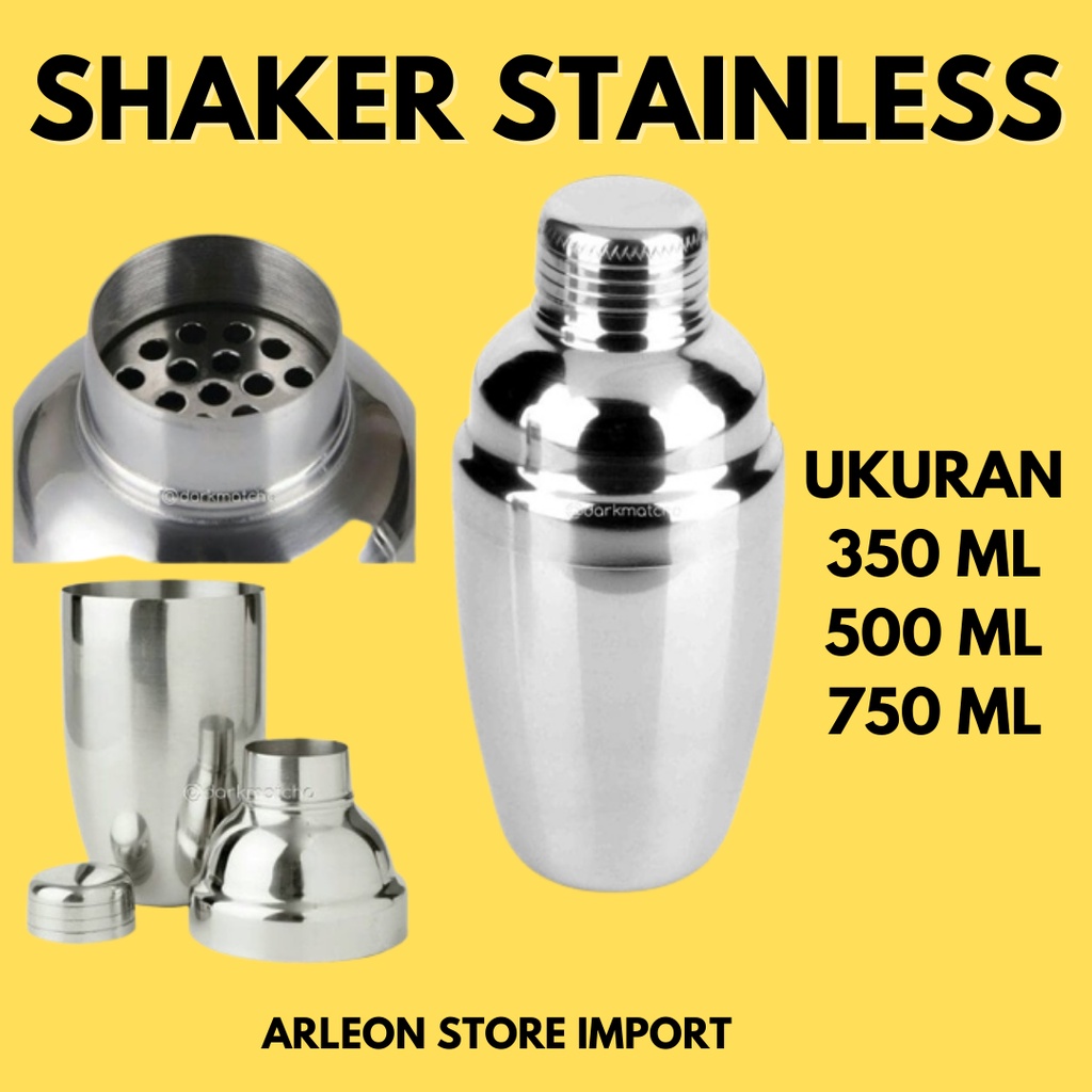 Jual Termurah Coktail Shaker Stainless 350ml 500ml 750ml plus Stainerr ...