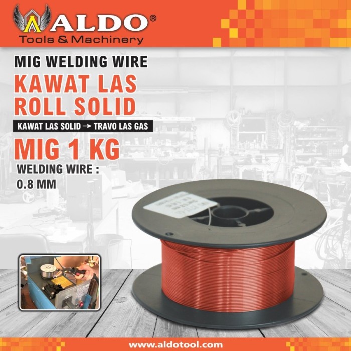 Jual ALDO KAWAT LAS MIG SOLID WIRE MIG WELDING GAS 0.8MM 1KG | Shopee Indonesia
