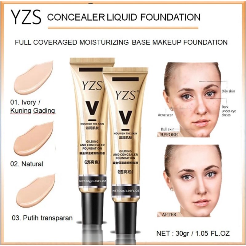 Jual YZS Gilding And Concealer Liquid Foundation Waterproof BB Cream Lightening High Coverage ...