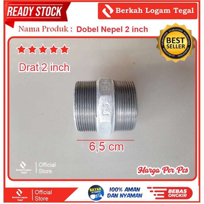 Jual Double Nipple 2 inch Galvanis Drat Besi Dobel Nepel 2 Inchi Grosir | Shopee Indonesia