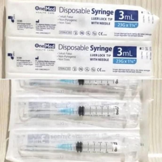 Jual Disposible Spuite 3cc Syringe 3ml OneMed Box 100pc rock01 | Shopee Indonesia