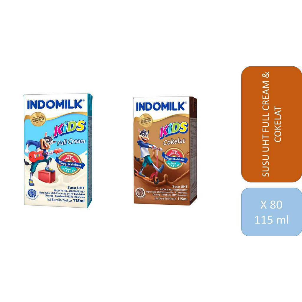 Jual Indomilk Susu UHT Kids Full Cream Plain & Choco 115ml x 80 [2 ...