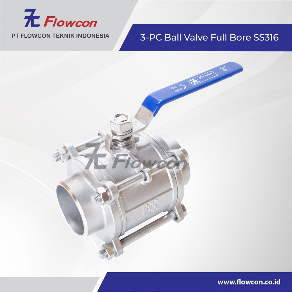 Jual BALL VALVE 3-PC FULL BORE SOCKET WELD SIZE 1-1/2" FLOWCON | Shopee ...