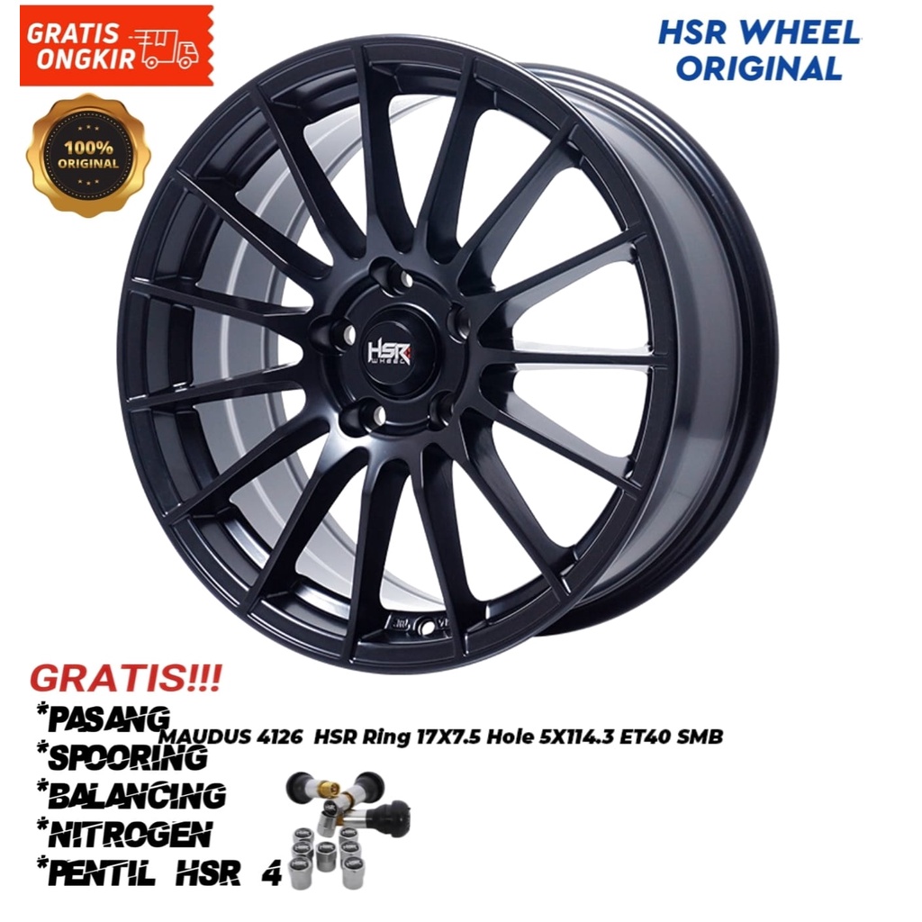 Jual velg mobil hsr wheel maudus r17,lebar 75 , lobang 5, pcd 114,3 , et 40 | Shopee Indonesia
