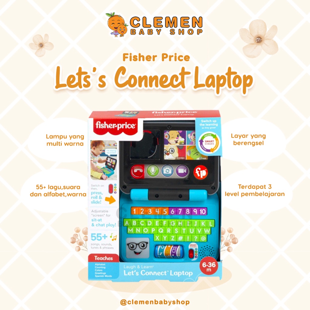 Jual Fisher Price Laugh & Learn Let's Connect Laptop - Mainan Laptop ...
