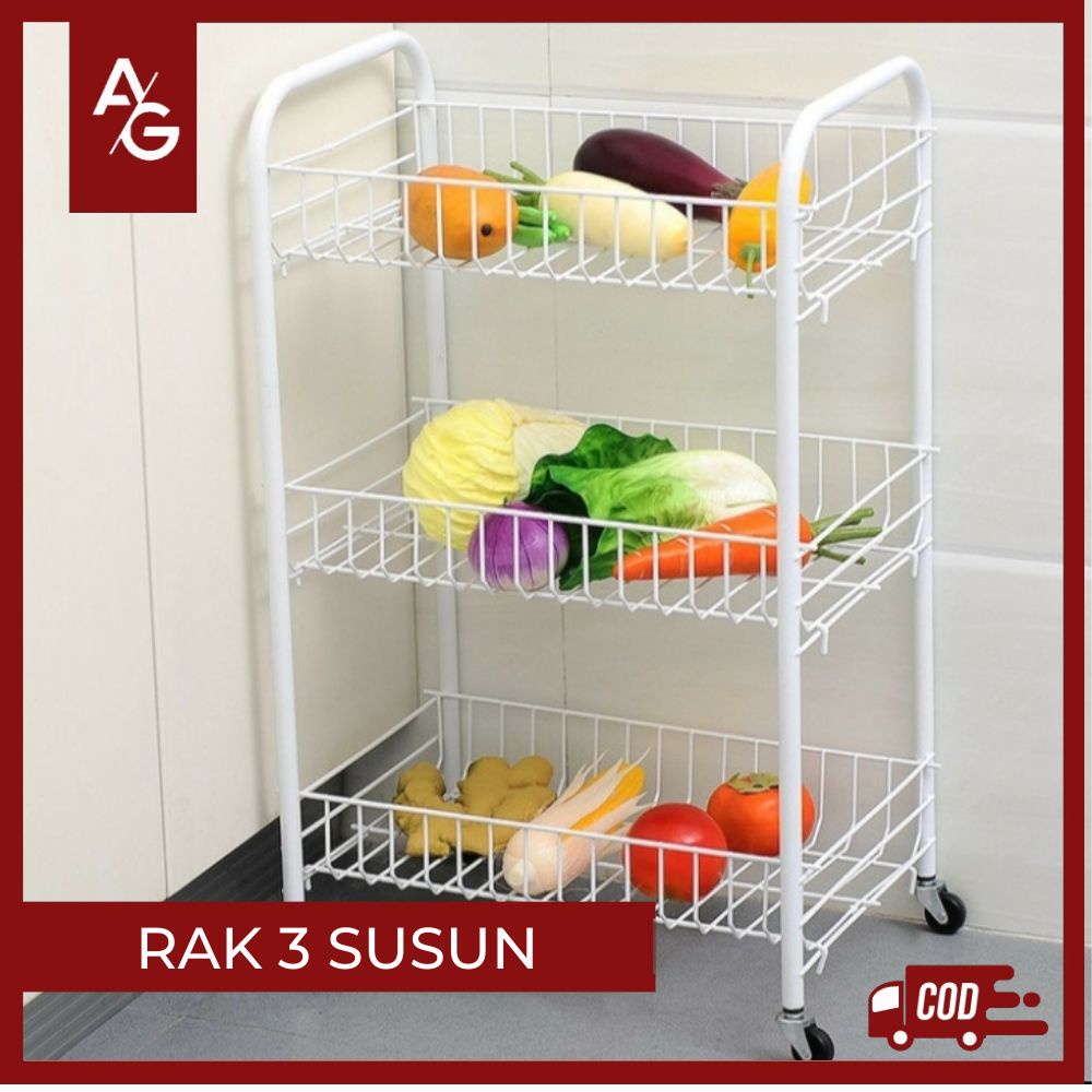 Jual AG - Rak Dapur 3 Susun Roda Serbaguna | Rak Besi Susun Serbaguna ...