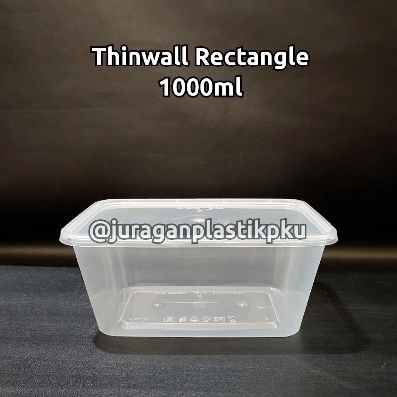 Jual 1000ml Rec Thinwall Kotak Makan Plastik / Food Container isi 25pcs/pack 1 Liter 1000 ml ...