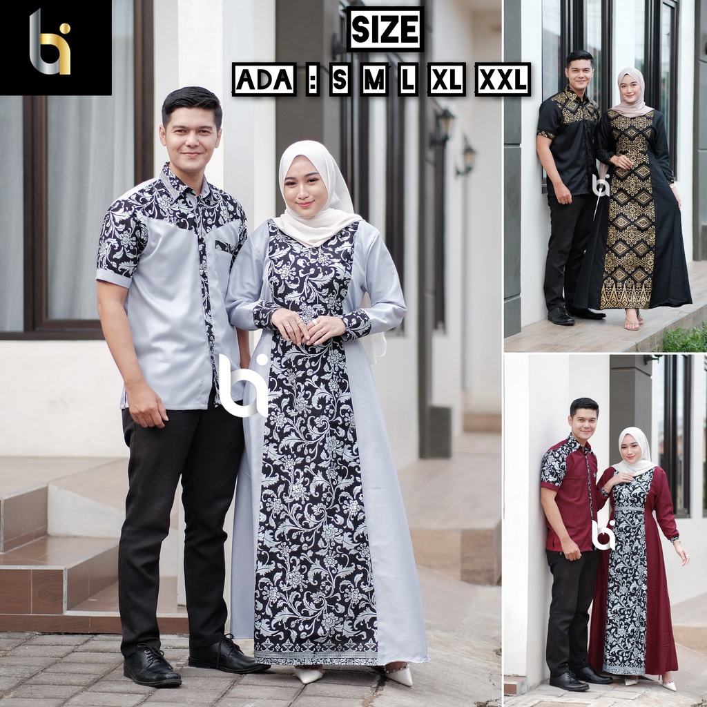 Jual Baju batik cople gamis moscrep couple pasangan muslim sarimbit ...