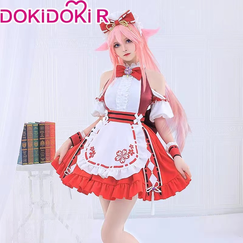 Jual Yae Miko Cosplay Game Genshin Impact cosplay costume Maid Uniform ...