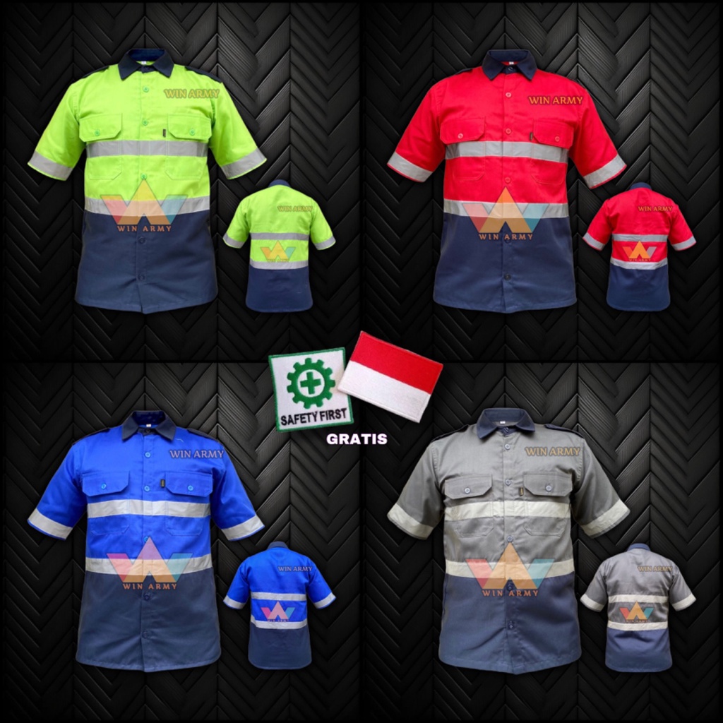 Jual Kemeja Safety Wearpack Atasan Lengan Pendek/ Baju safety APD K3 ...