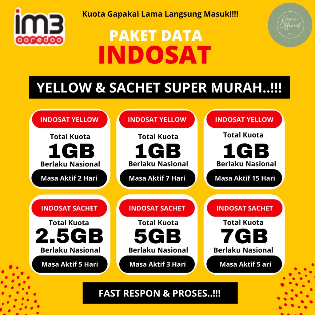 Jual PAKET DATA IM3 INDOSAT YELLOW & FREEDOM SACHET SUPER MURAH PROSES ...