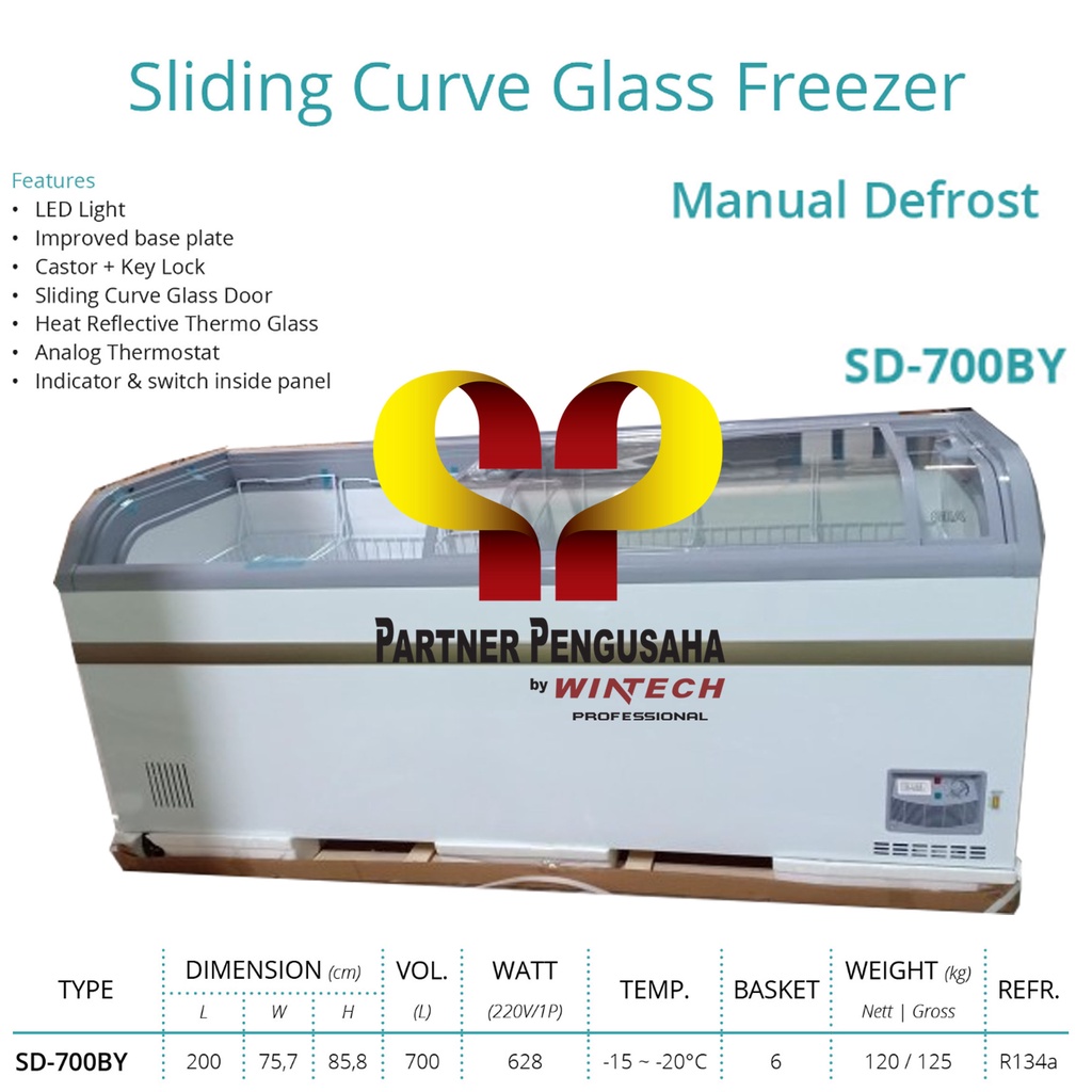 Jual GEA SD 700BY SLIDING CURVE GLASS FREEZER / FREEZER BOX PINTU ...