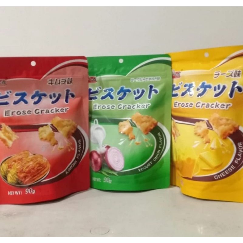 Jual SNACK EROSE CRACKER RASA CHEESE / KIMCHI / YOGURT ONION 90GR ...